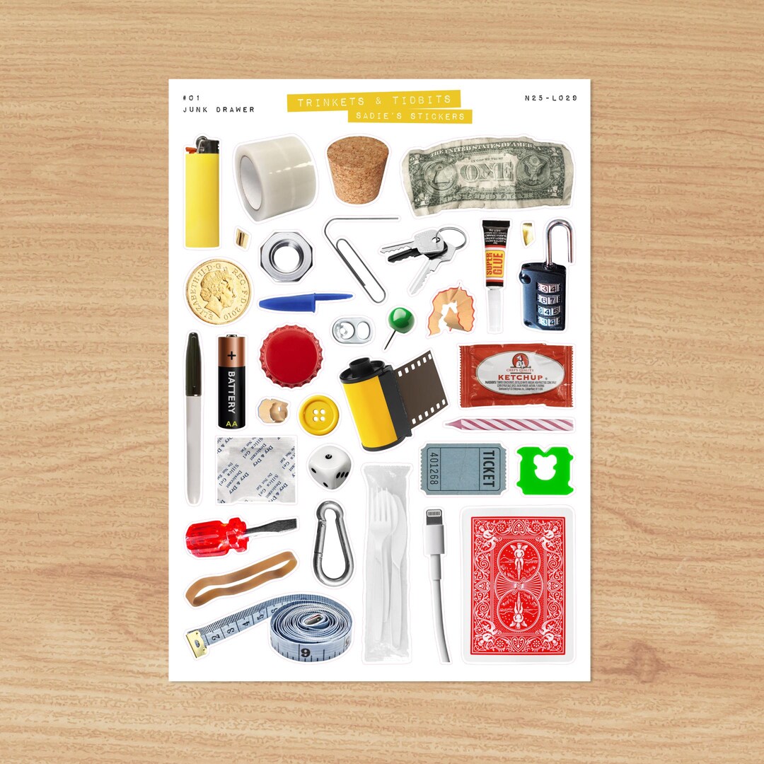 Junk Drawer Trinkets • Junk Journal Sticker Sheet • Trinkets & Tidbits ...