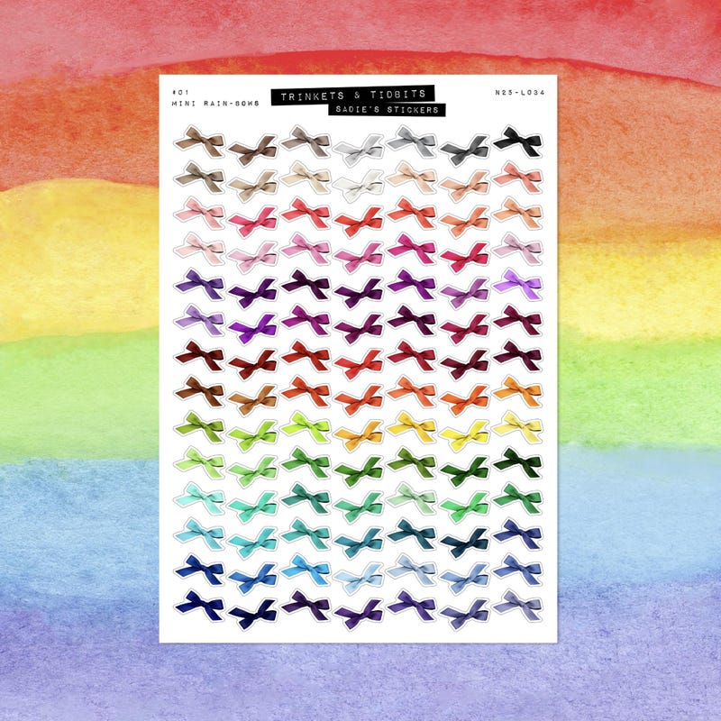 Mini Bow Sticker Sheet - Etsy