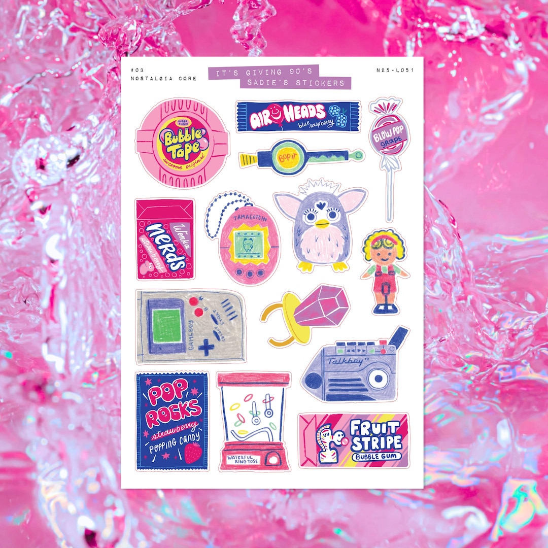 Nostalgia Core • It's Giving 90s • Junk Journal Scrapbook Sticker Sheet ...