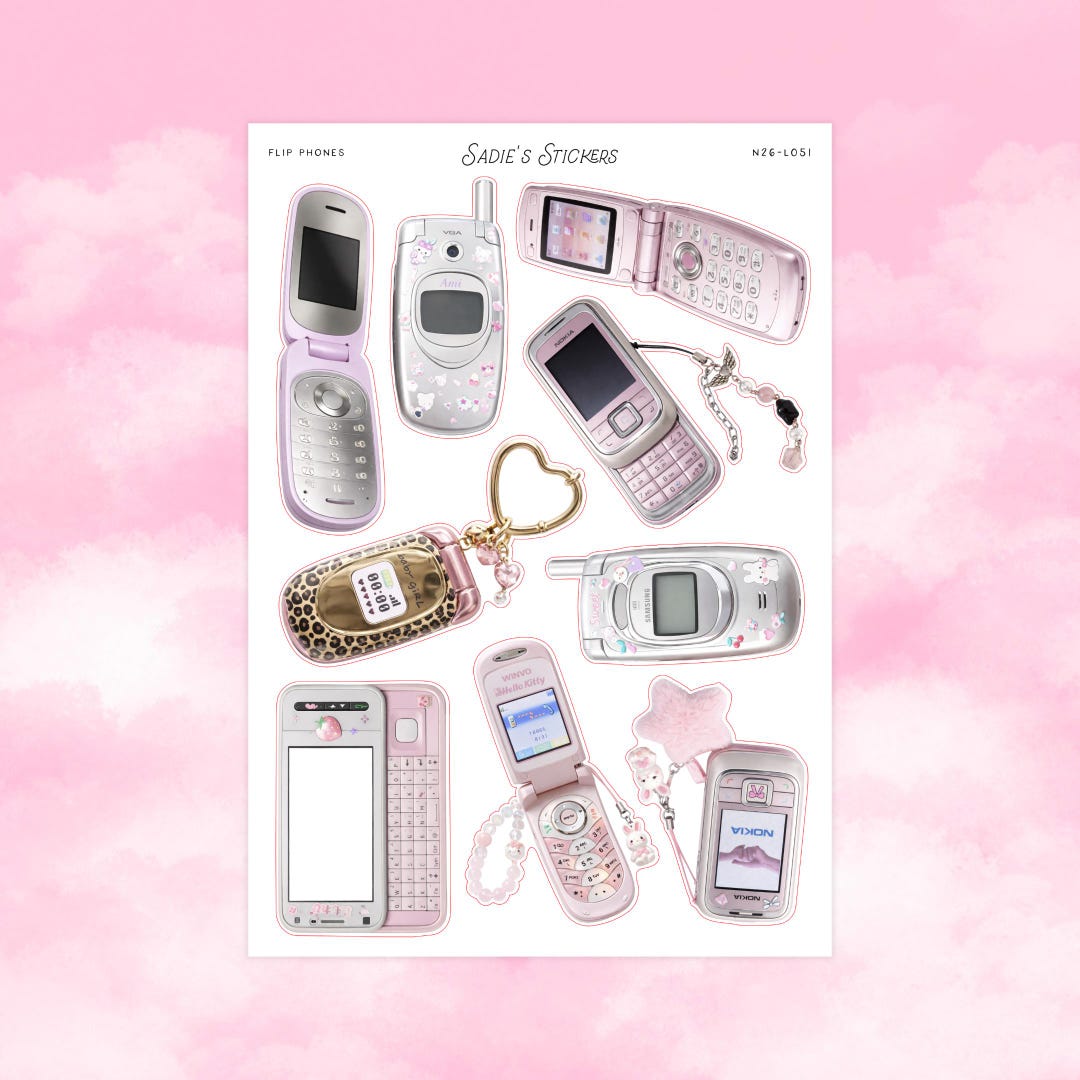 Flip Phones • Junk Journal Sticker Sheet • Trinkets & Tidbits ...