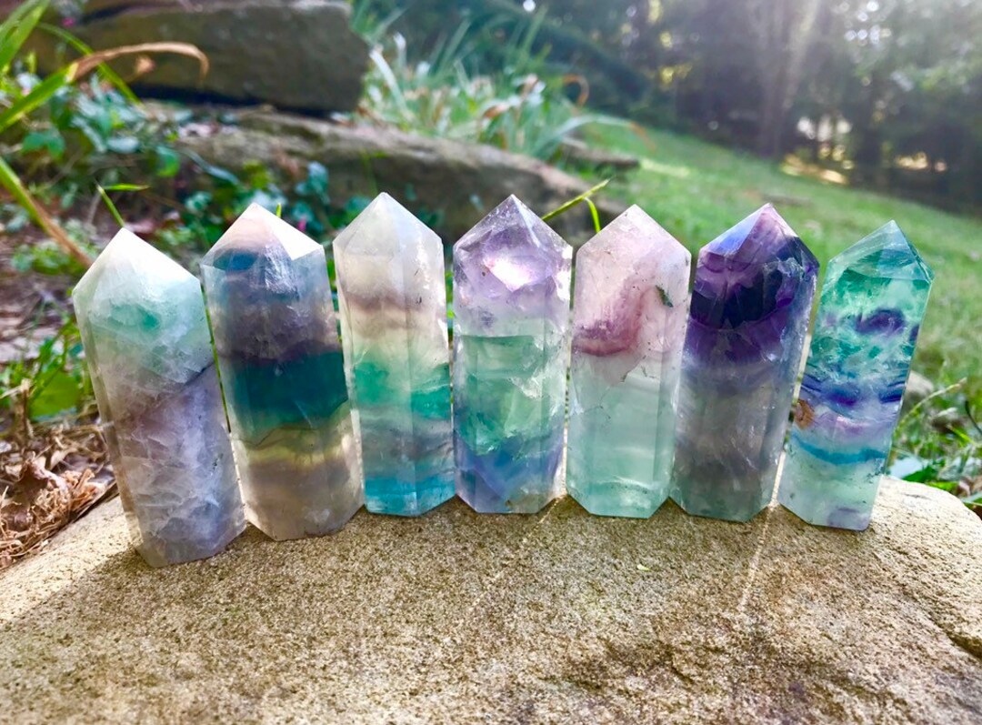High Quality Rainbow Fluorite Crystal Tower – Polished Point, Natural ...