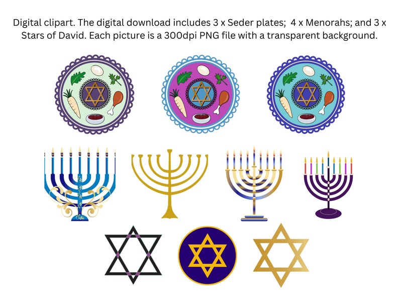 Star of David, Seder Plates, Hanukkah Menorahs, Jewish Symbols Clipart ...
