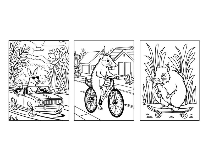 Australian Cute Animals on the Go | Coloring Pages for Kids – 13 Fun ...