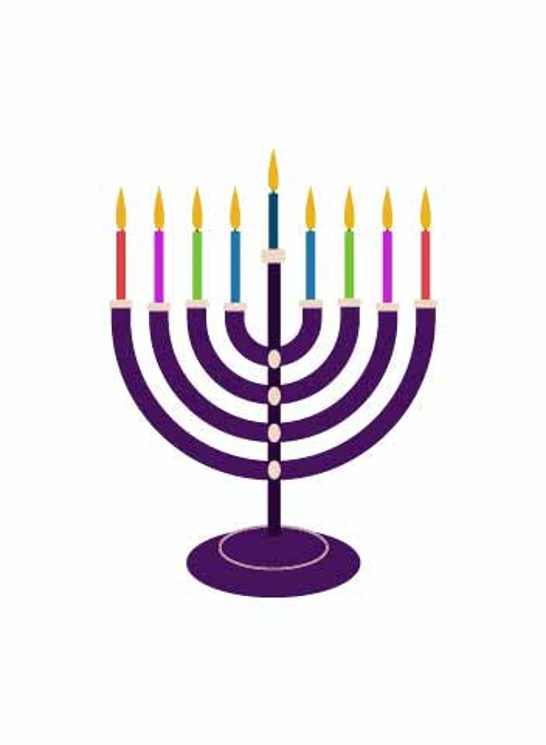 Instant Download Blue Menorah With Colorful Candles - Etsy
