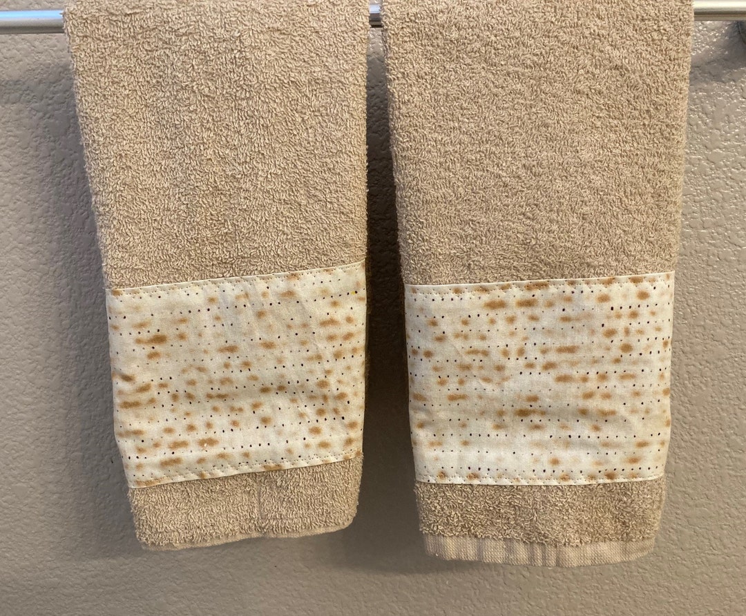 Border Applique Towel Pair Matza Print Judaica - Etsy