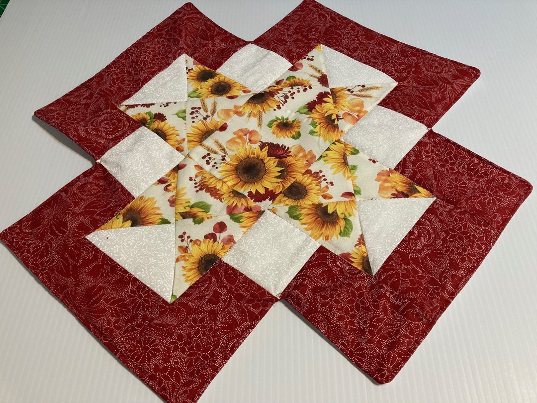 Quilted Centerpiece Large Sunflower Print - Etsy