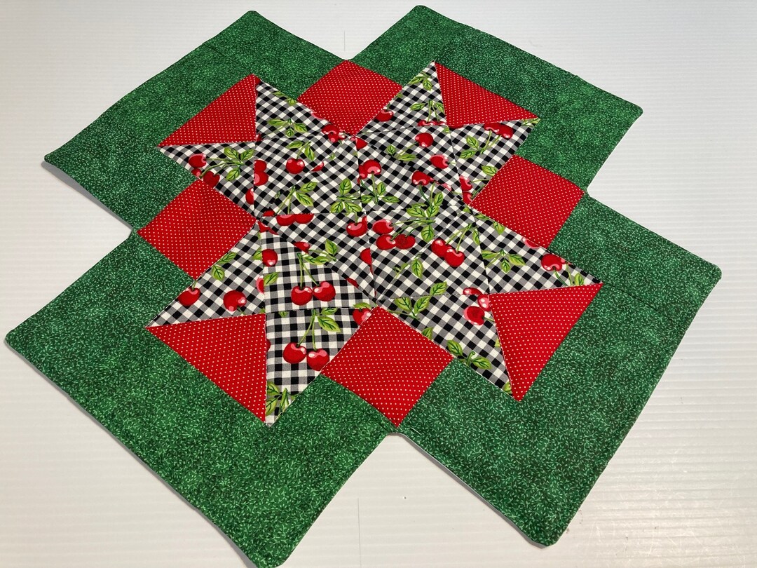 Quilted Centerpiece - Cherry Print - Etsy