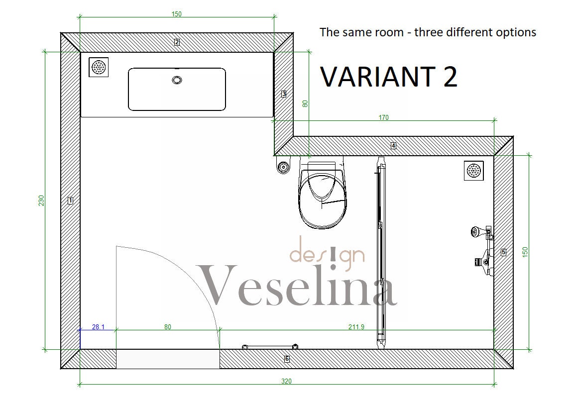 Custom 2D Bathroom Design Plan, Layout, Interior Design (digital File ...