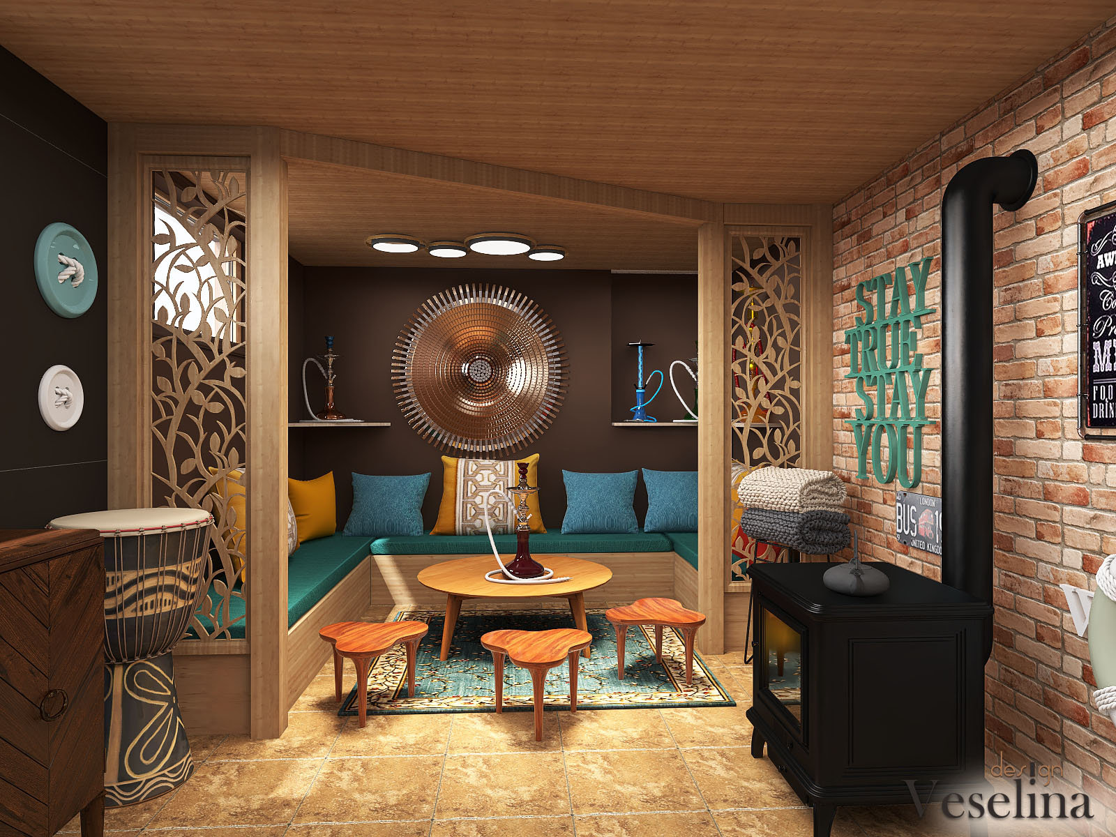 Hookah Room Interior Design, 3D Project, Relaxation Room - Etsy