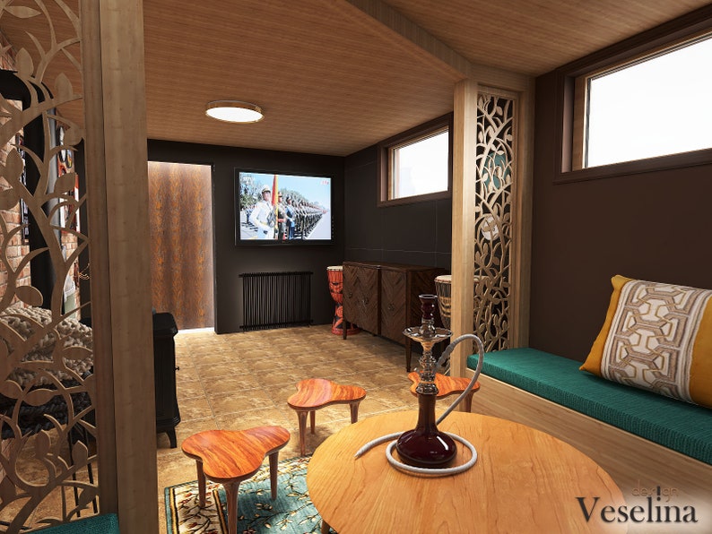 Hookah Room Interior Design, 3D Project, Relaxation Room - Etsy