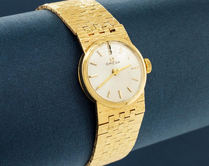 14K Yellow Gold Omega Watch With Brick Style Band - Etsy