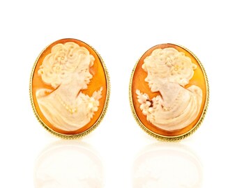 Vintage Estate 14k Yellow Gold Sapphire and Diamond Omega Back Earrings ...