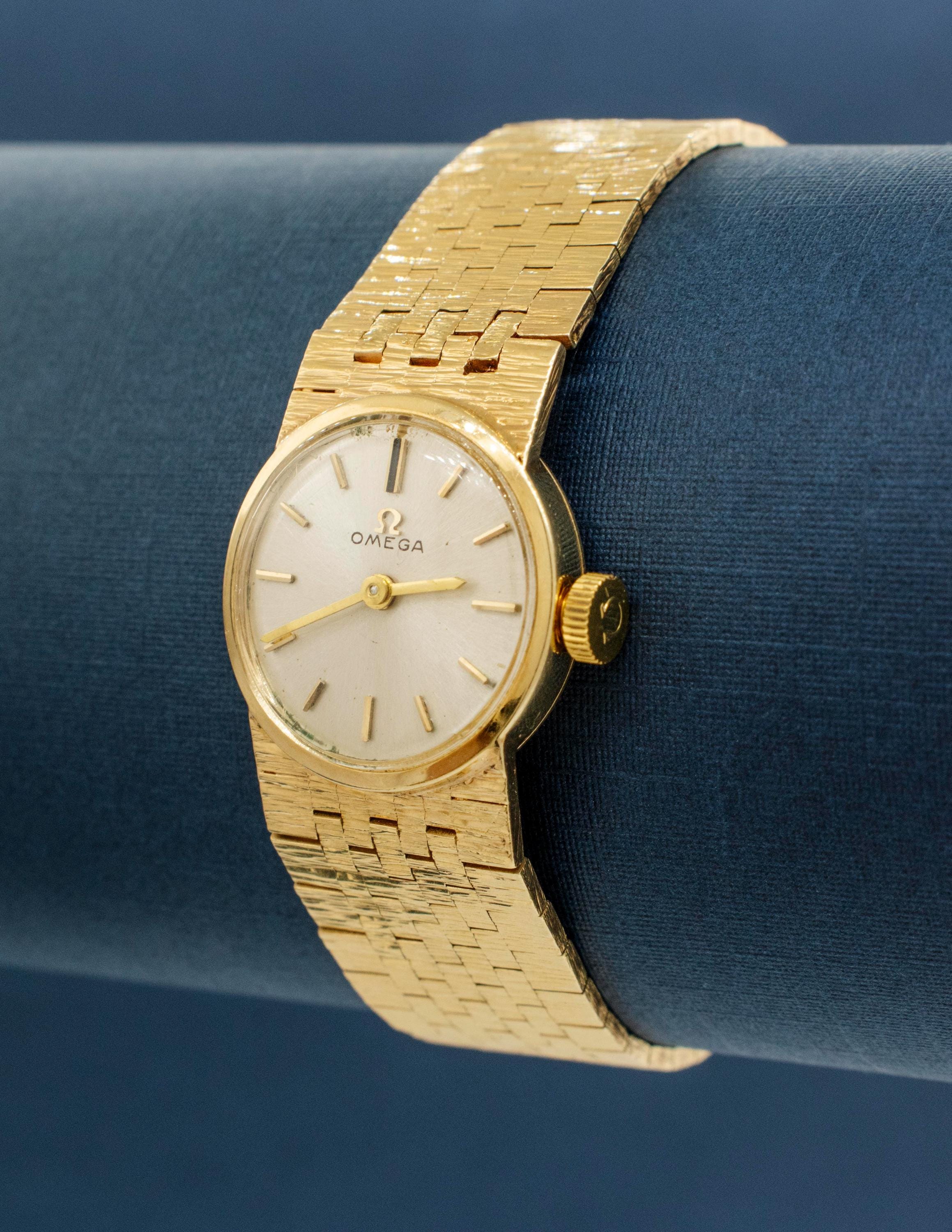 14K Yellow Gold Omega Watch With Brick Style Band - Etsy
