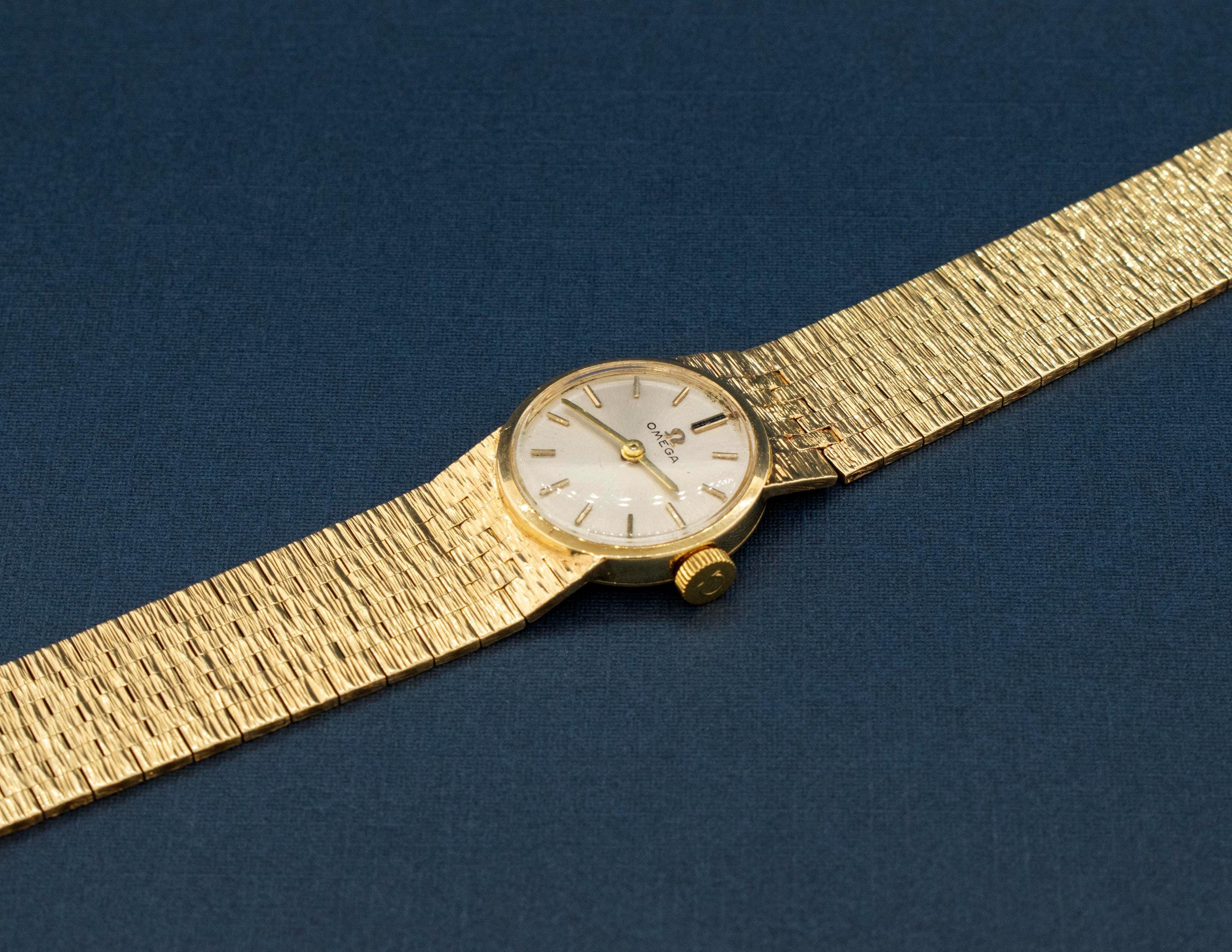 14K Yellow Gold Omega Watch With Brick Style Band - Etsy