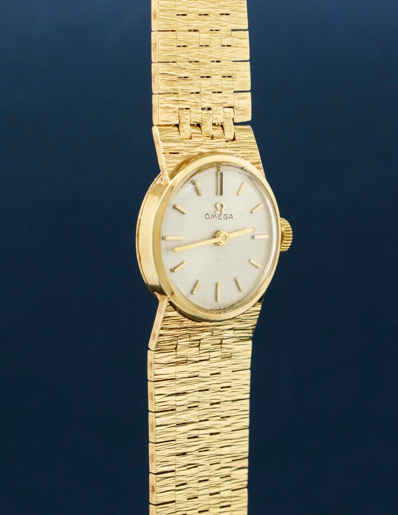 14K Yellow Gold Omega Watch With Brick Style Band - Etsy