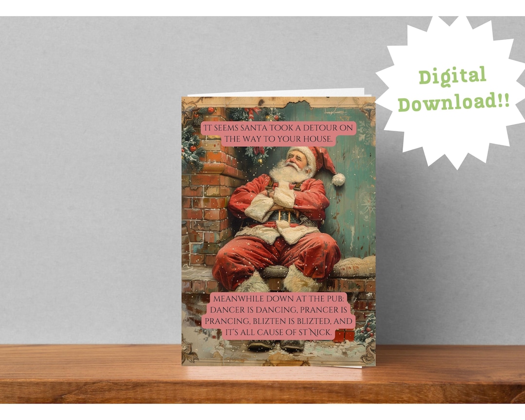 Funny Printable Xmas Card, Silly Xmas Card, Unique Holiday Greeting ...