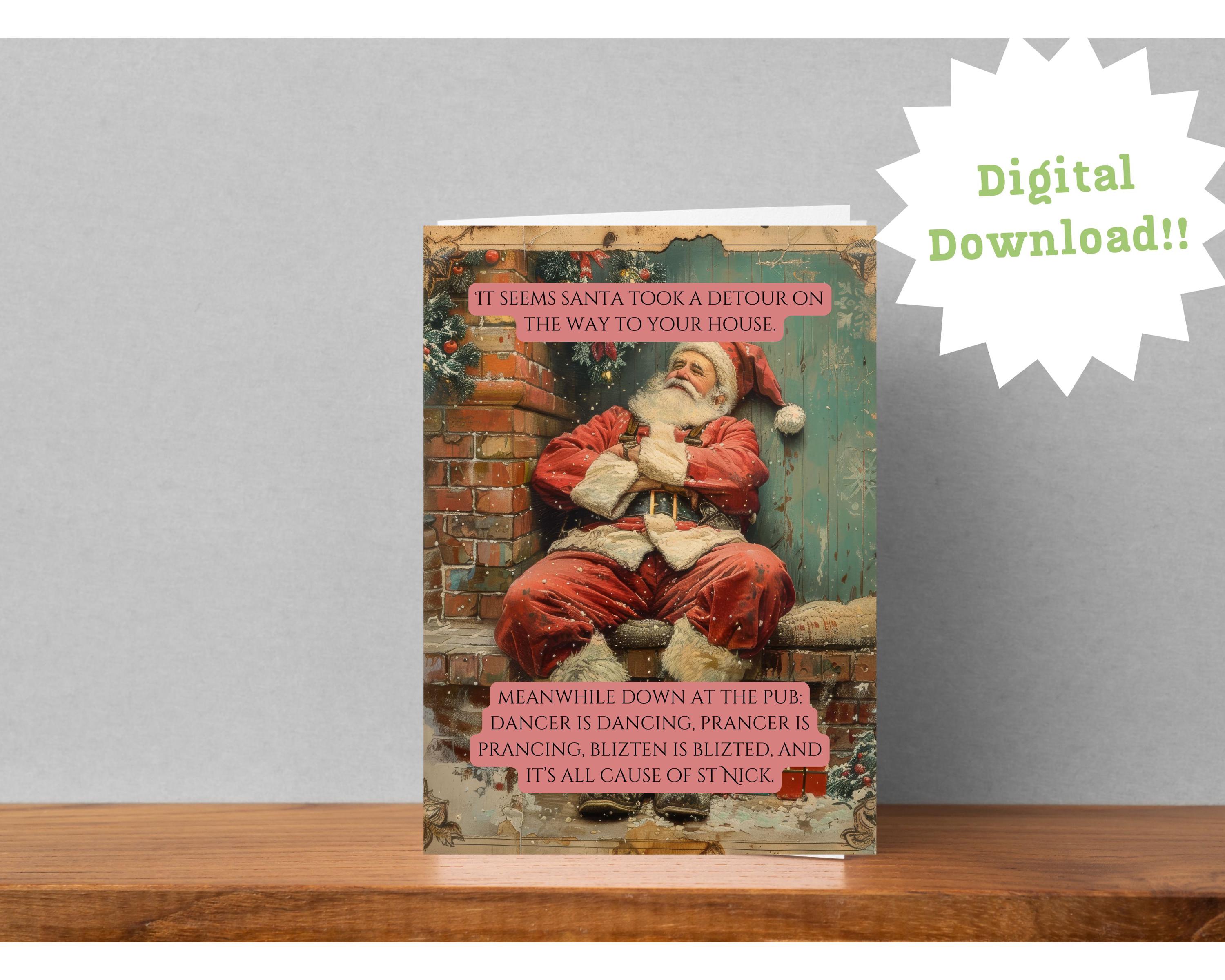 Funny Printable Xmas Card, Silly Xmas Card, Unique Holiday Greeting ...