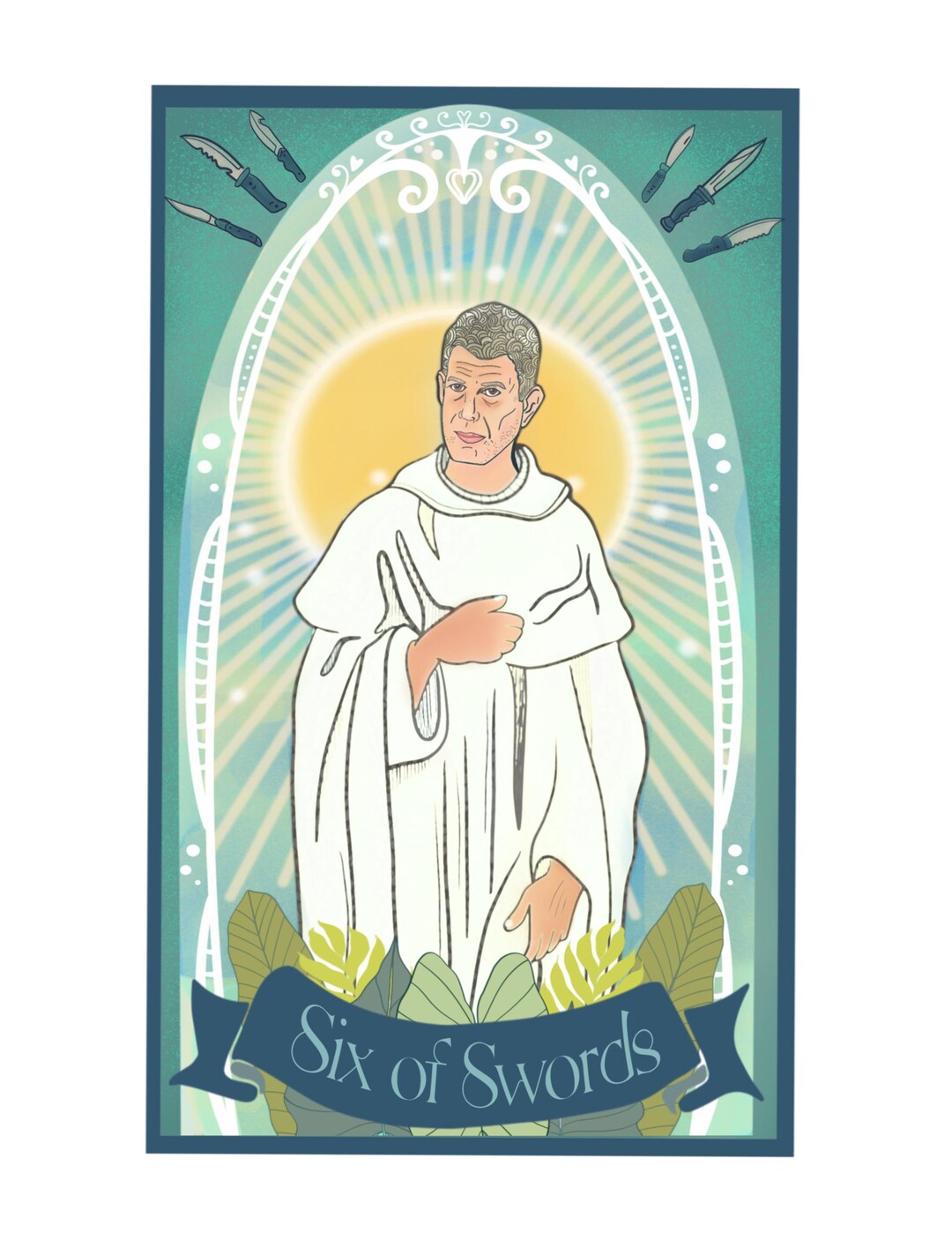 Anthony Bourdain Tarot Card Pop Art Print, Art Poster Wall Hanging, Six ...