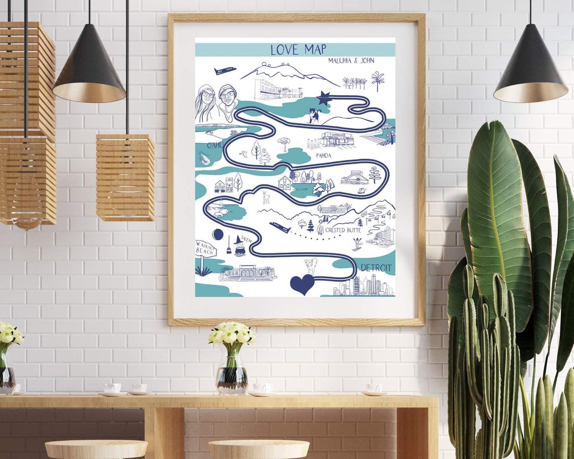 Personalized & Customizable Couples LOVE Map Anniversary Gift, Custom ...