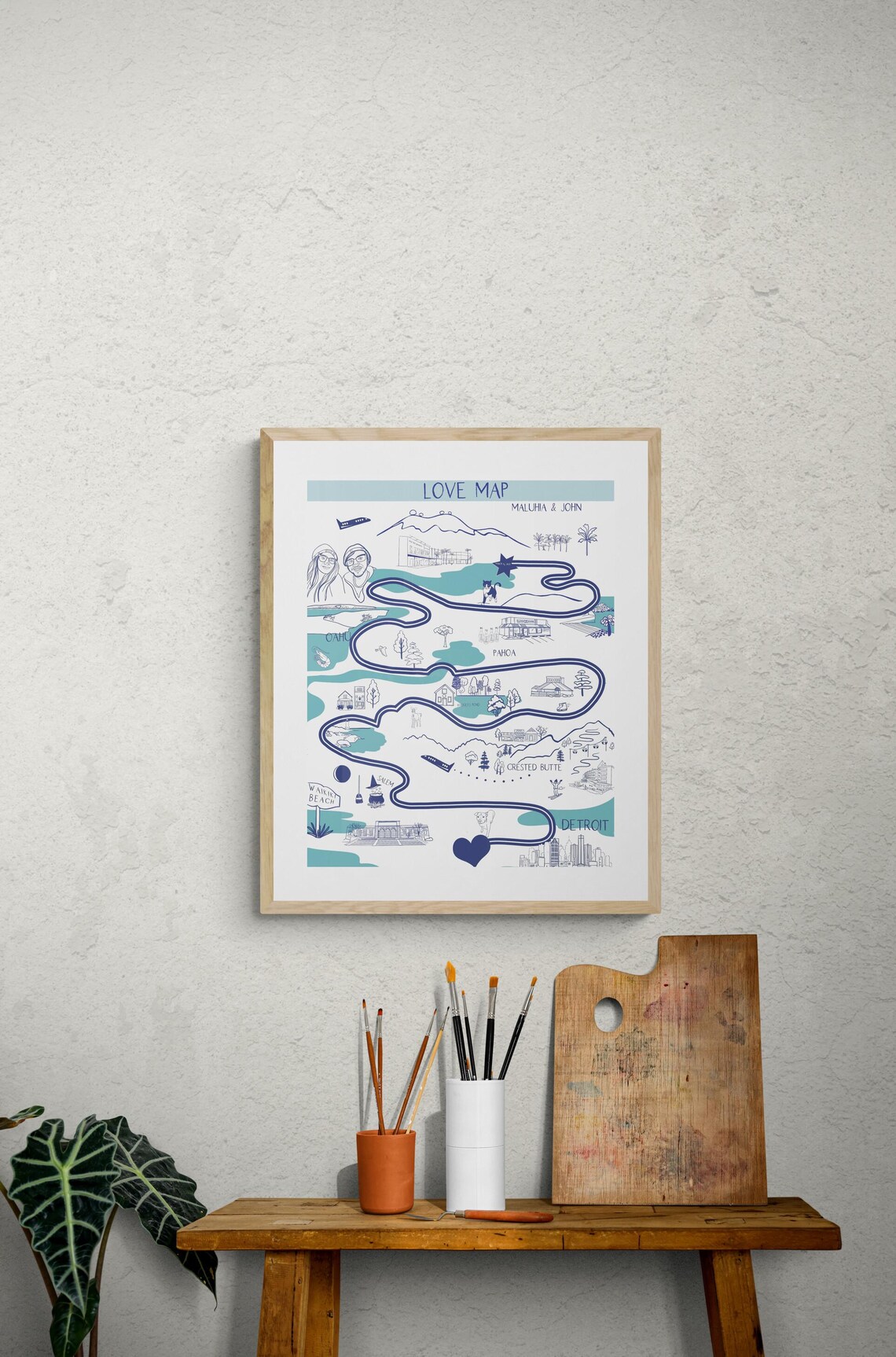 Personalized & Customizable Couples LOVE Map Anniversary Gift, Custom ...