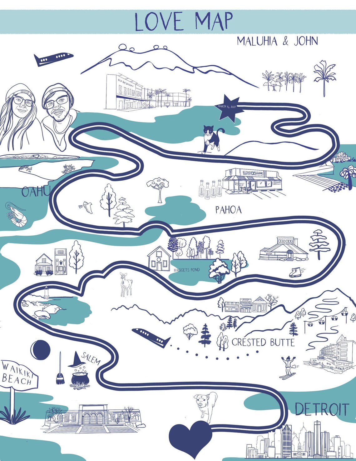 Personalized & Customizable Couples LOVE Map Anniversary Gift, Custom ...