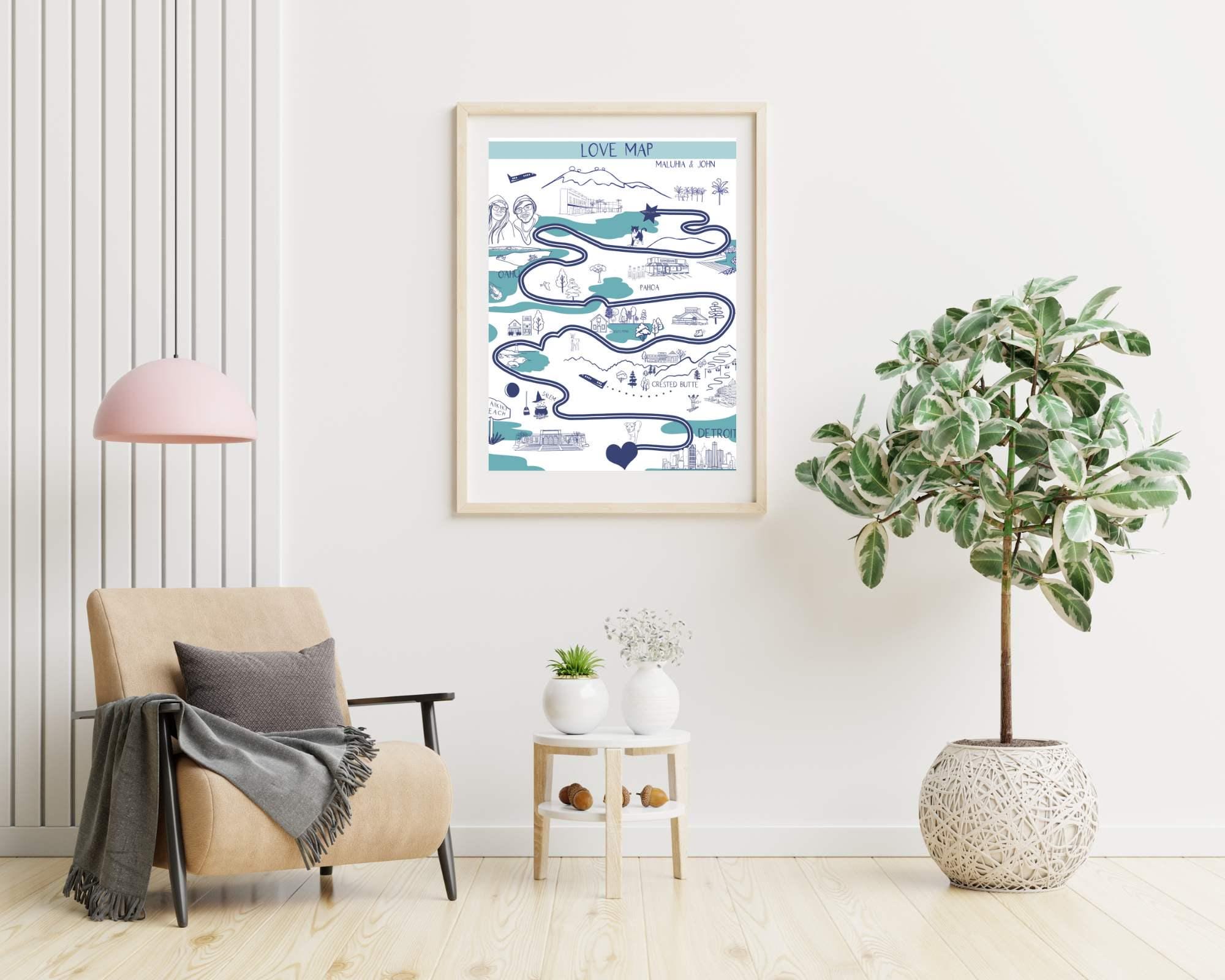 Personalized & Customizable Couples LOVE Map Anniversary Gift, Custom ...