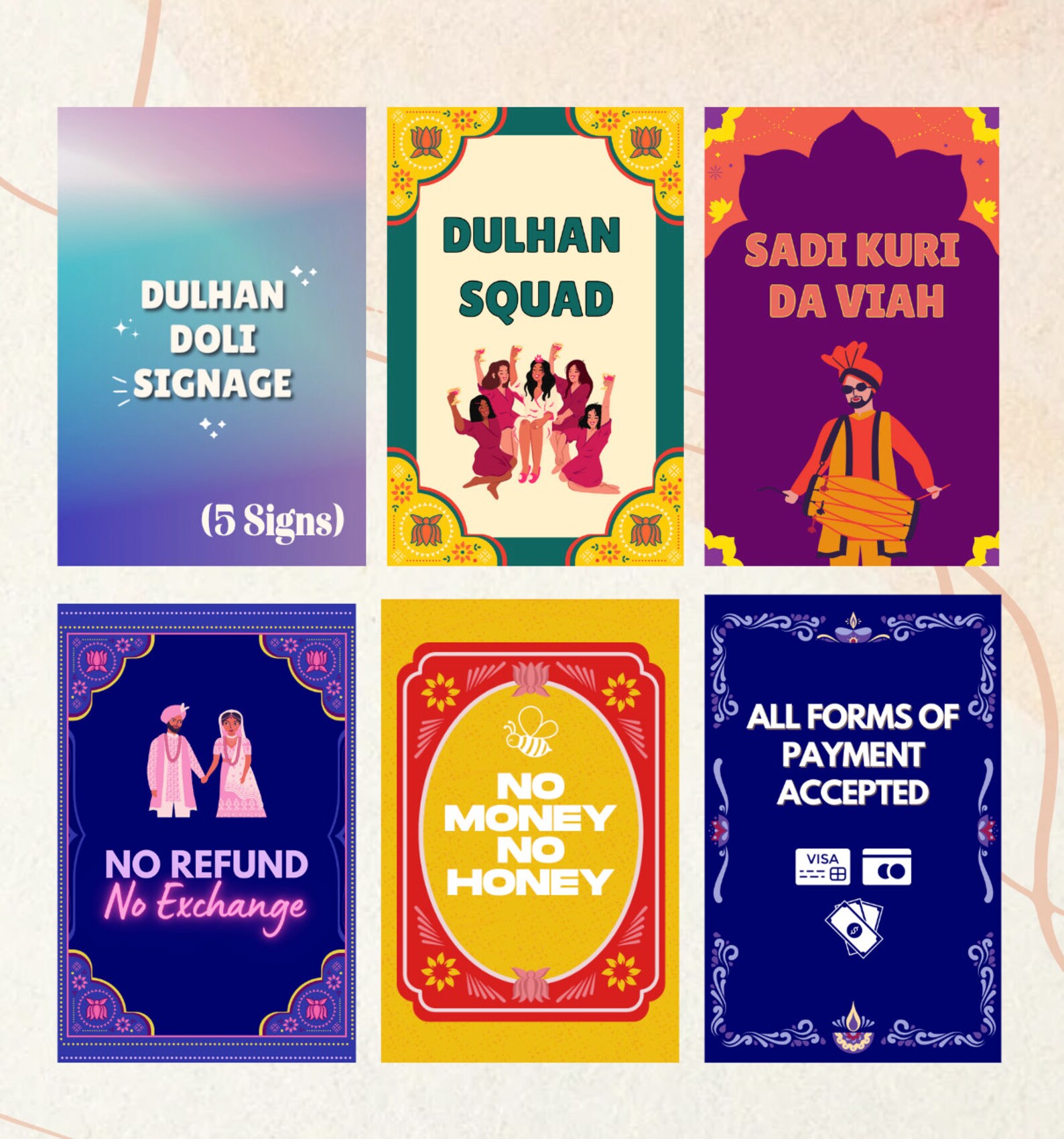 Team Bride Indian Wedding Signage | Punjabi Wedding Signs | Sikh ...