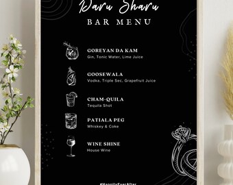 Classy Bar Menu for Indian/punjabi/desi Wedding | Signature Drinks ...