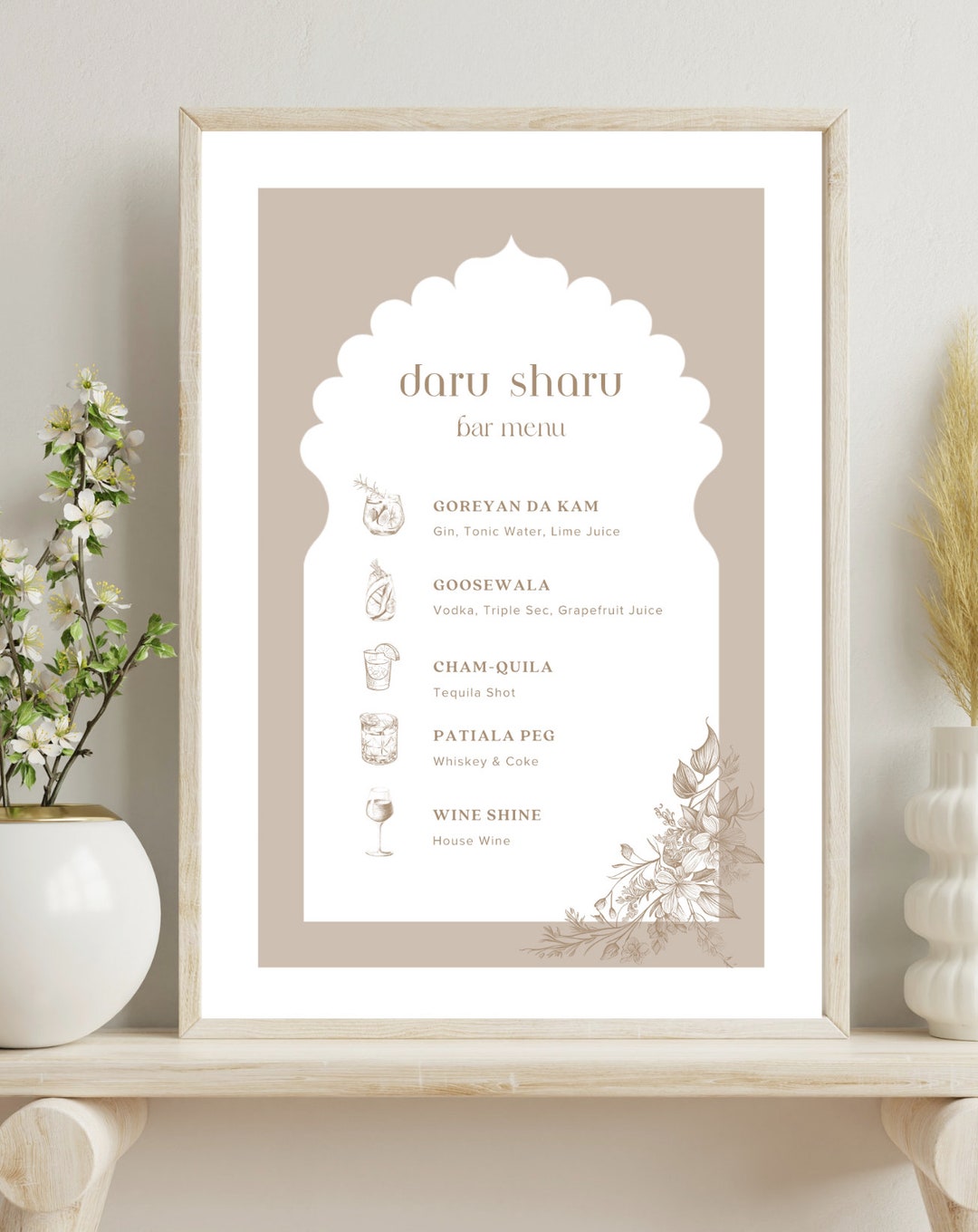 Classy Beige Bar Menu for Indian/punjabi/desi Wedding | Signature ...