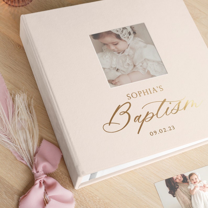 Personalized Baby Baptism Memory Album With Photo Window | Velvet Photo ...