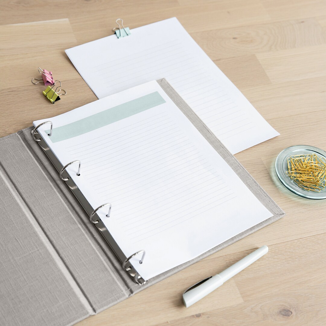 Linen Ring Binder With 2-3-4 Rings, Personalized Ring Binder Portfolio ...