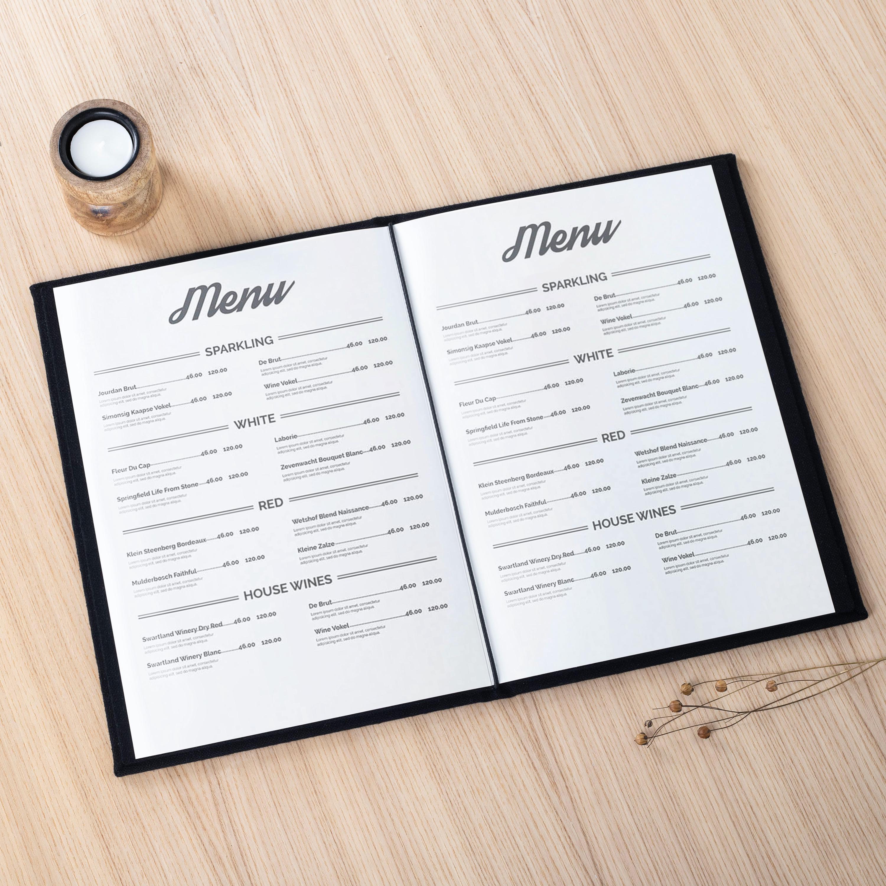 Personalized Menu Covers | Custom Restaurant Menu Books | Hard Cover ...