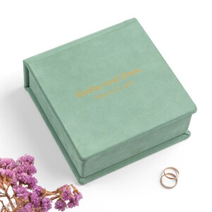 Green Wedding Ring Box, Suede Ring Box, Ring Bearer Box With Ring ...