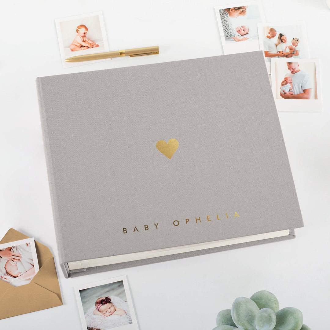 First Year Baby Memory Book, Personalized Baby Album, Modern Baby ...