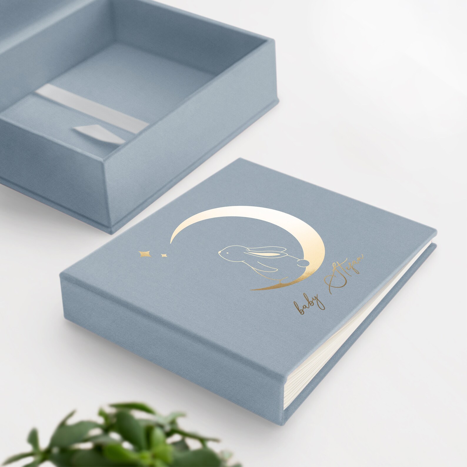 First Year Baby Boy Memory Book, Gold Foil Personalized Baby Album ...