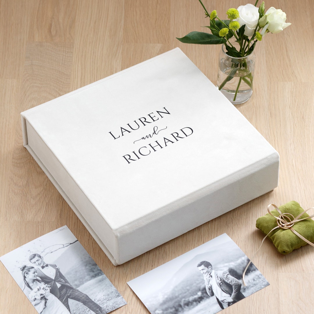 Wedding Keepsake Box, Velvet Memory Box, Wedding Photo Album Box ...