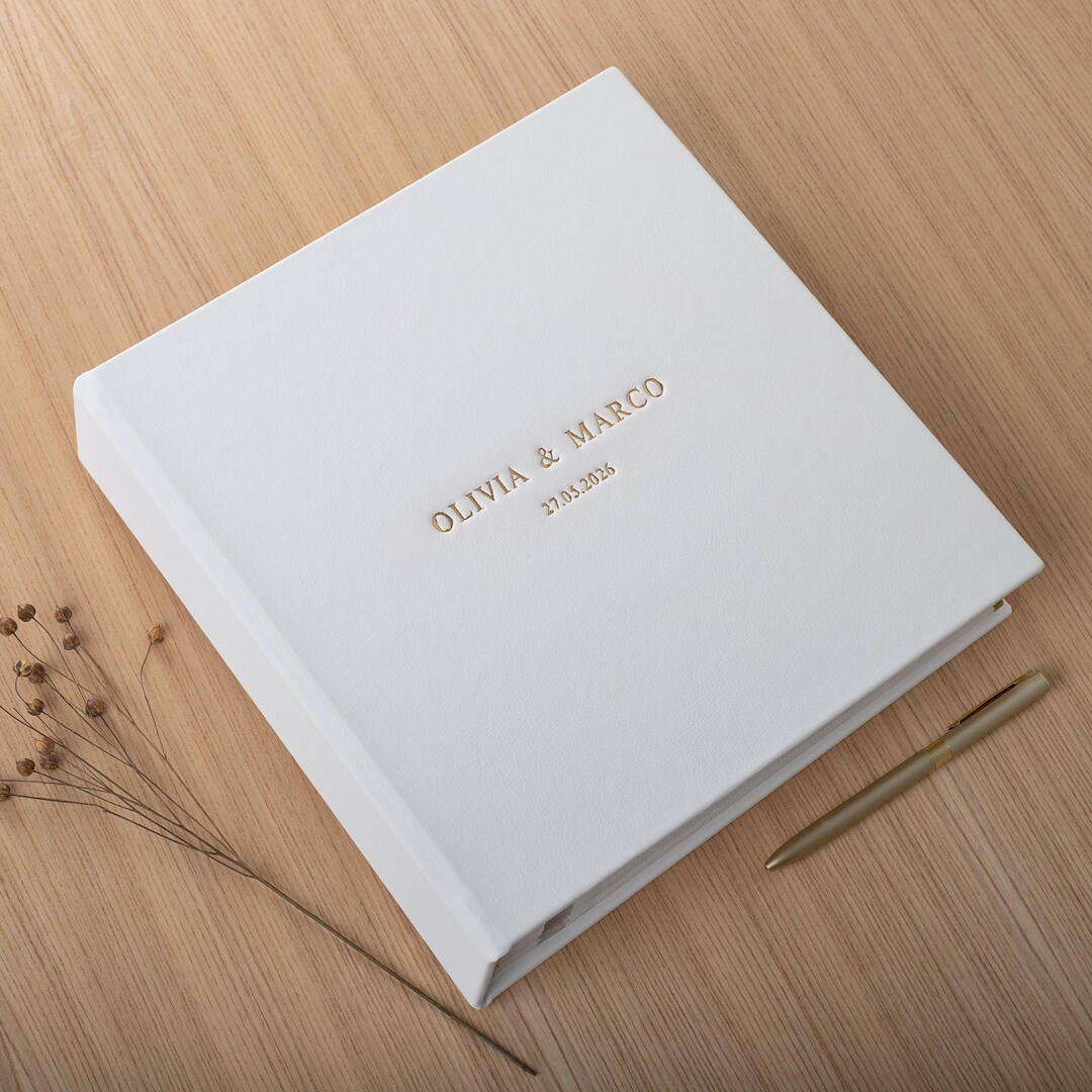 Self-adhesive Wedding Photo Album | Gold Foil Personalized Coffee Table ...