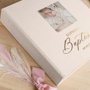 Personalized Baby Baptism Memory Album With Photo Window | Velvet Photo ...
