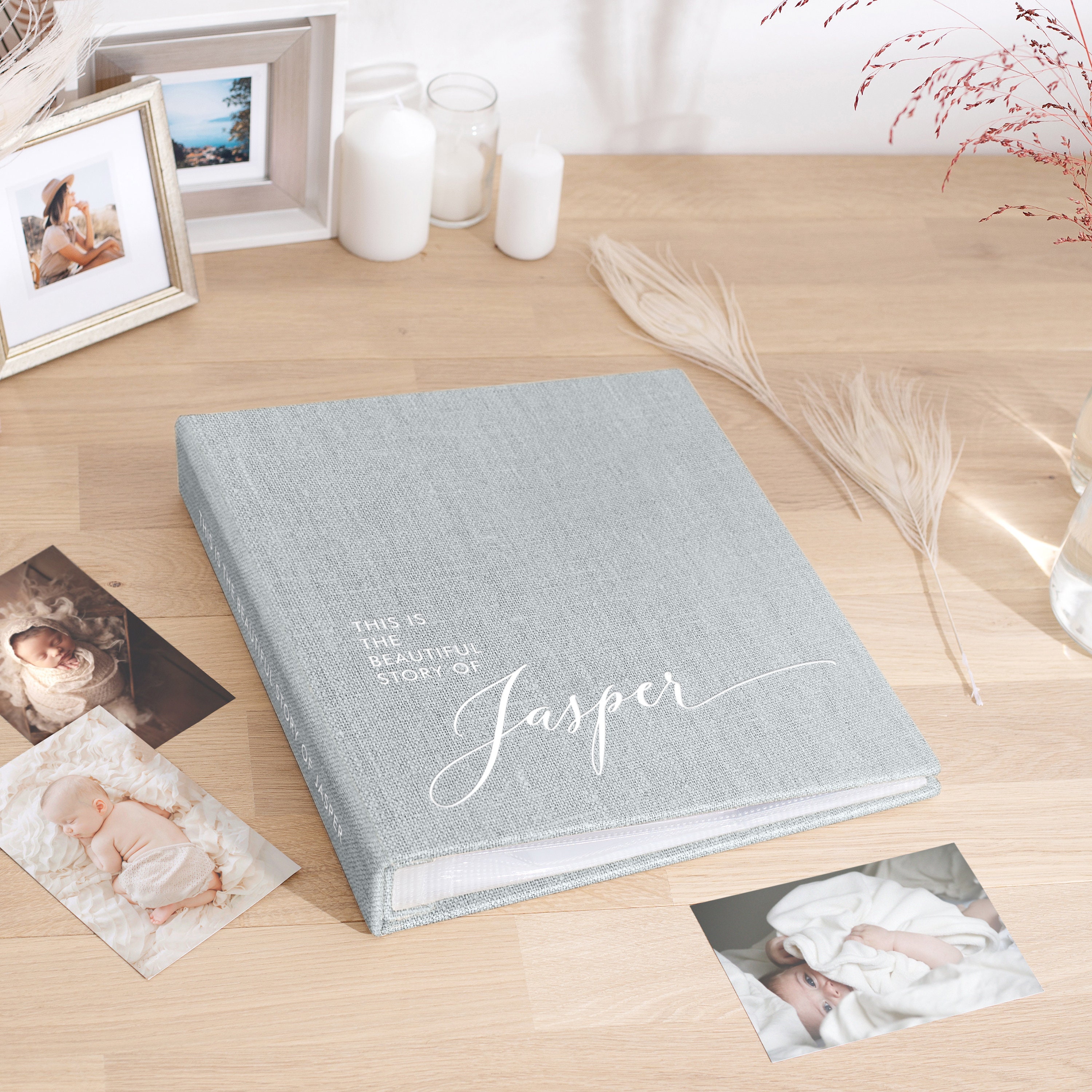 Linen Baby Photo Album With Sleeves for 100-1000 4x6" Photos, Baby Slip ...