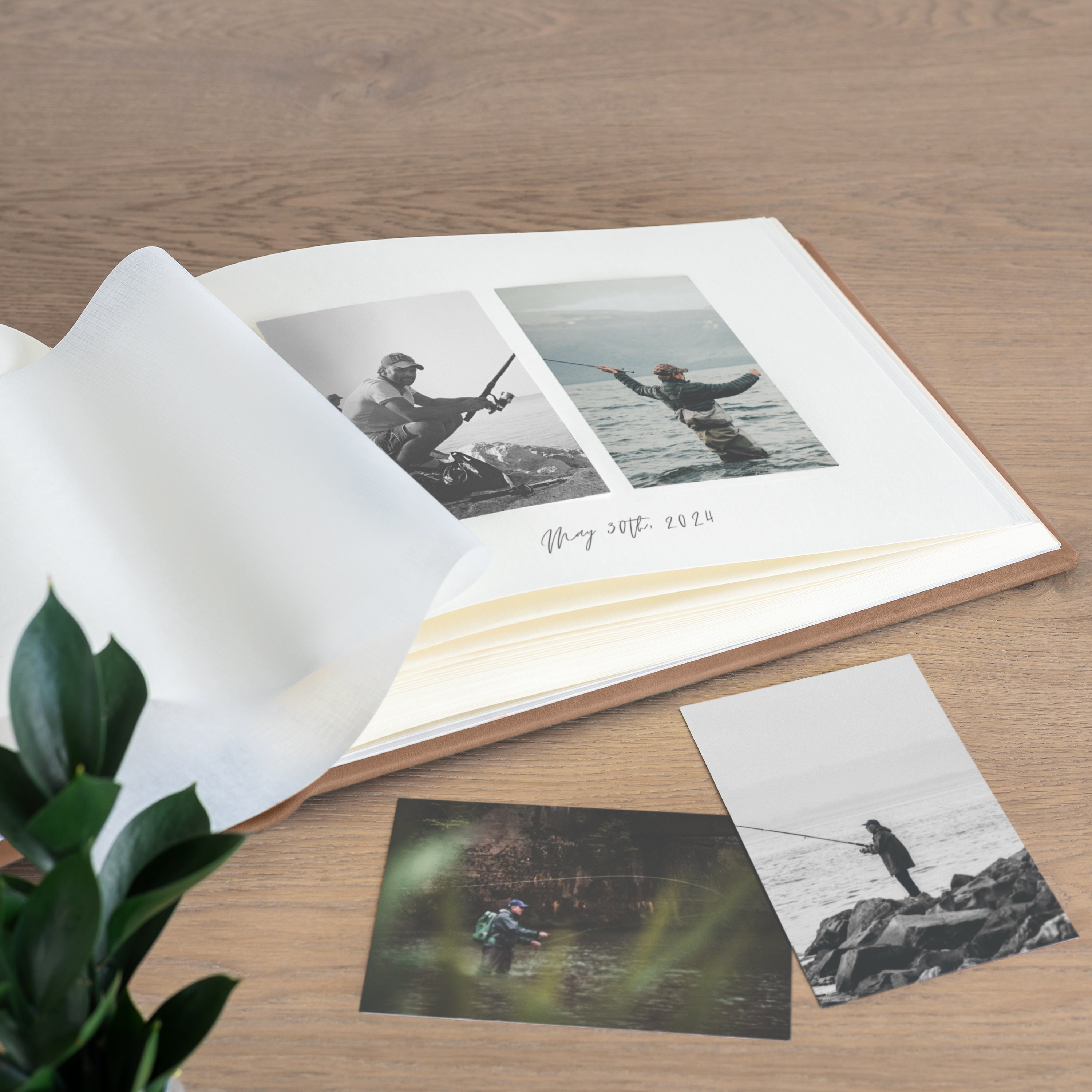 Leather Fisherman Photo Album, Custom Scrapbook for Fisherman ...