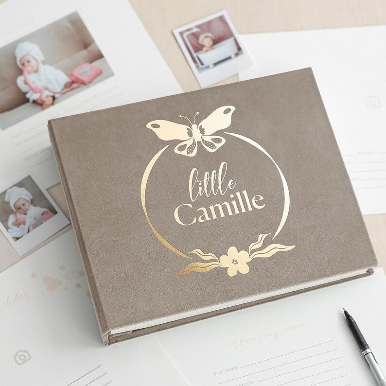 First Year Baby Memory Book, Personalized Baby Album, Modern Baby ...