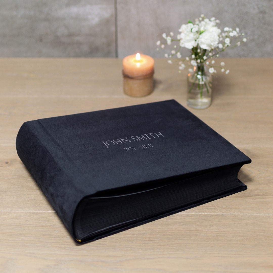 Memorial Photo Album, Custom Personalised Black Velvet Memory Book ...