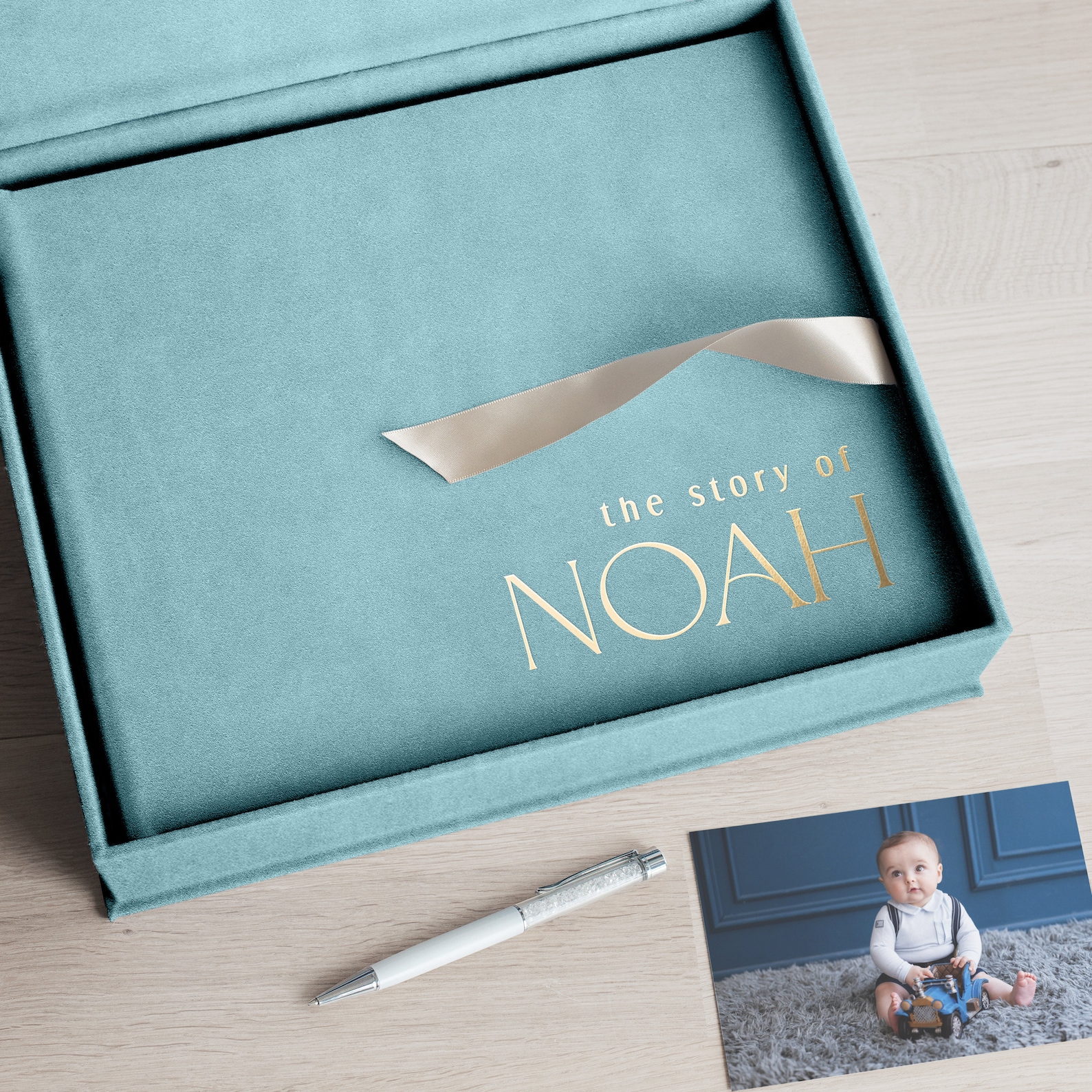 First Year Baby Memory Book, Personalized Baby Album, Modern Baby ...