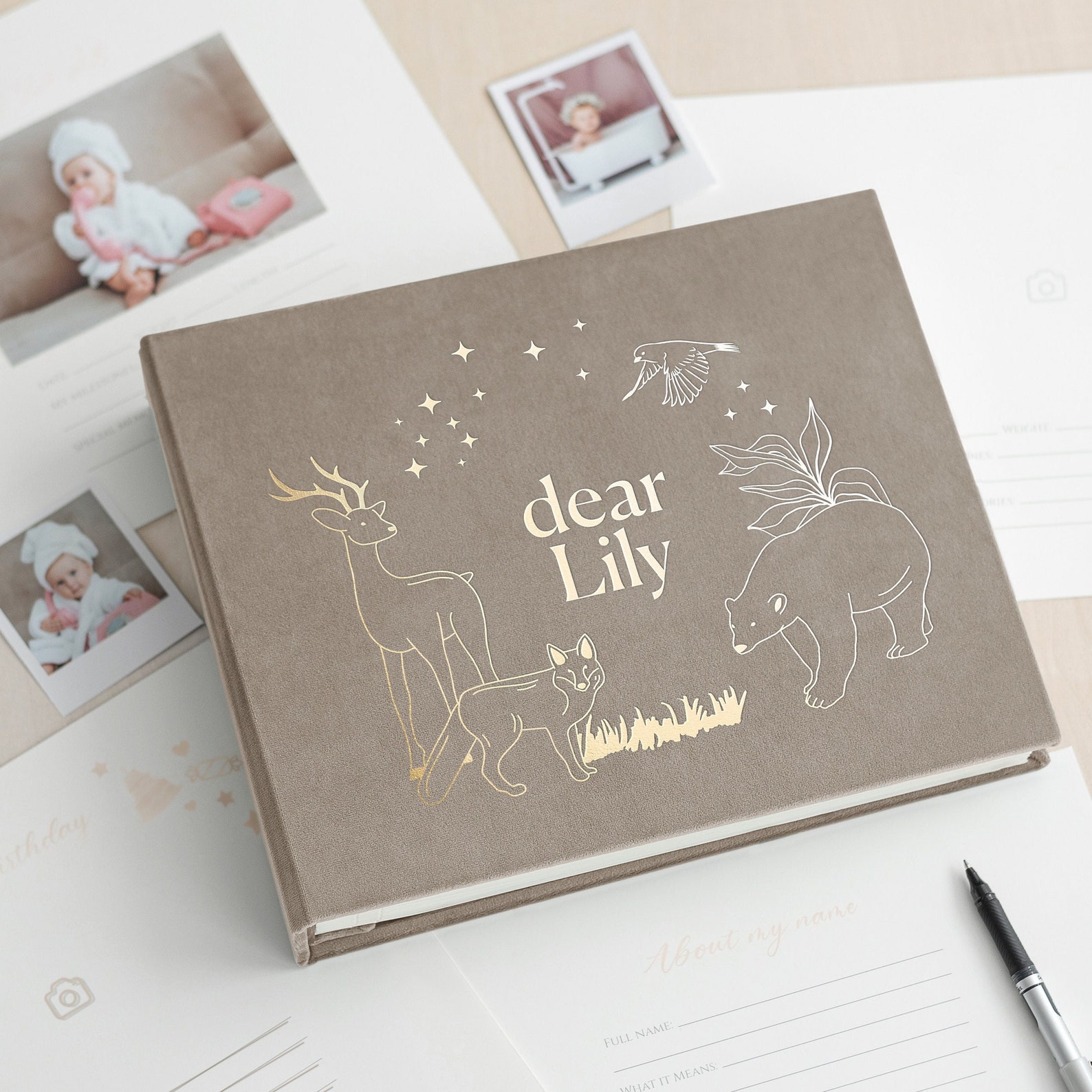 First Year Baby Memory Book Personalized Baby Album Modern - Etsy