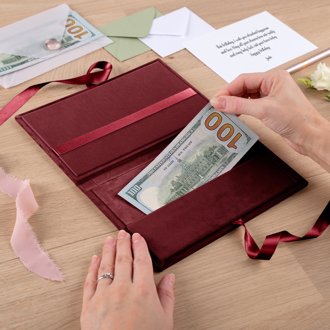 Wedding Money Envelope, Personalized Money Envelope, Velvet Cash Gift ...