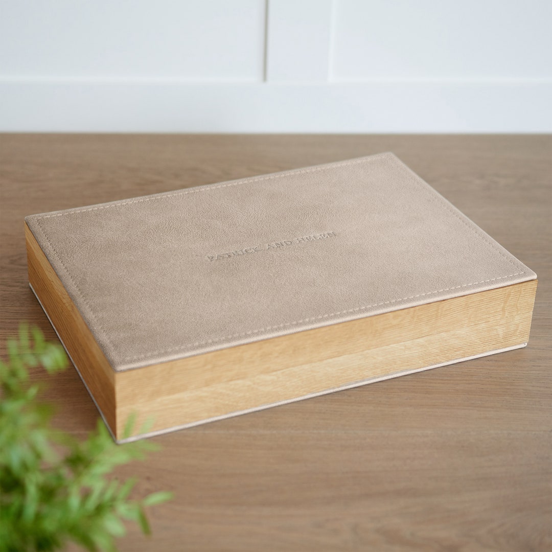 Personalized Wooden Clamshell Box, Wedding Wooden Keepsake Box, Natural ...