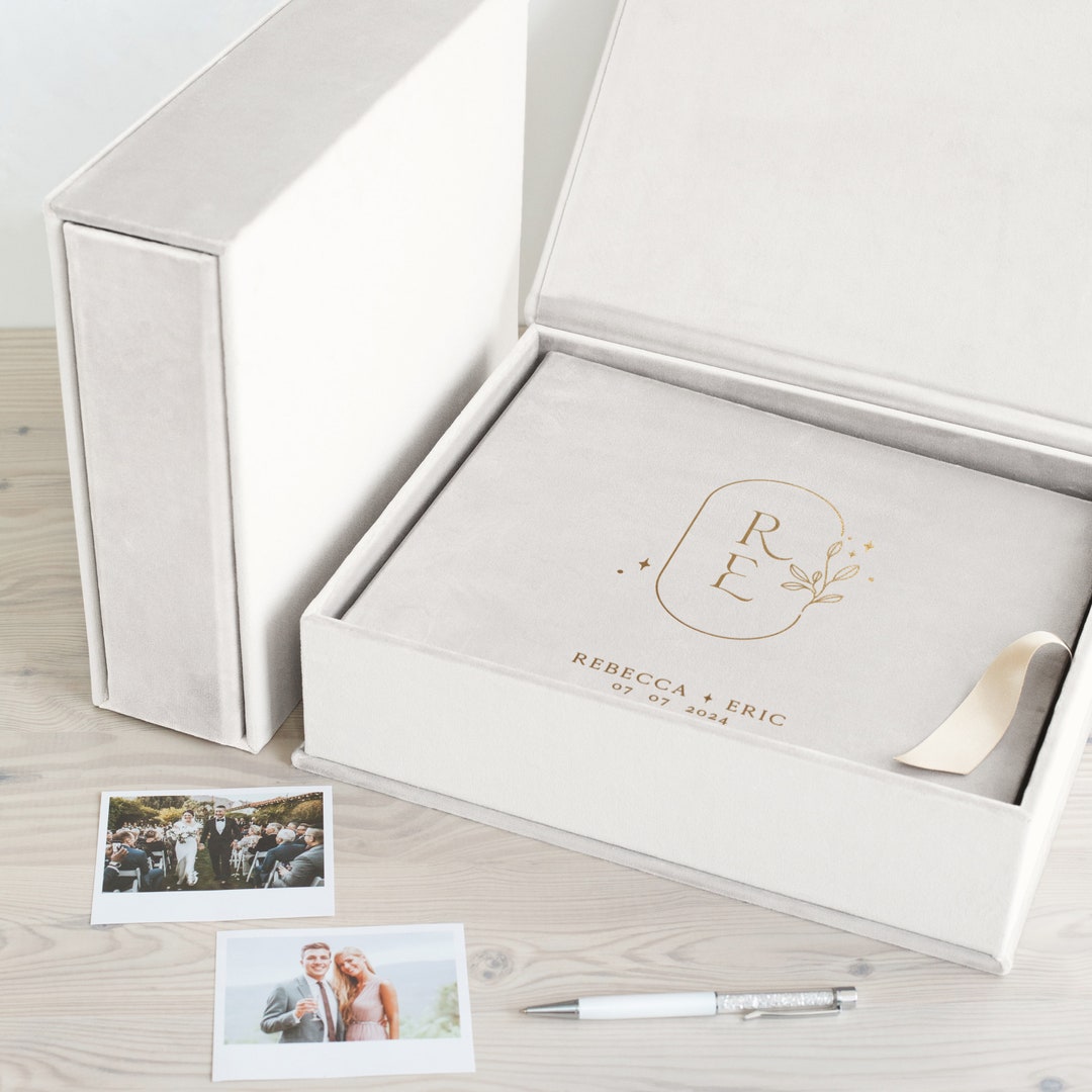 Wedding Guest Book + Box or Slipcase | Velvet Wedding Photo Album for ...
