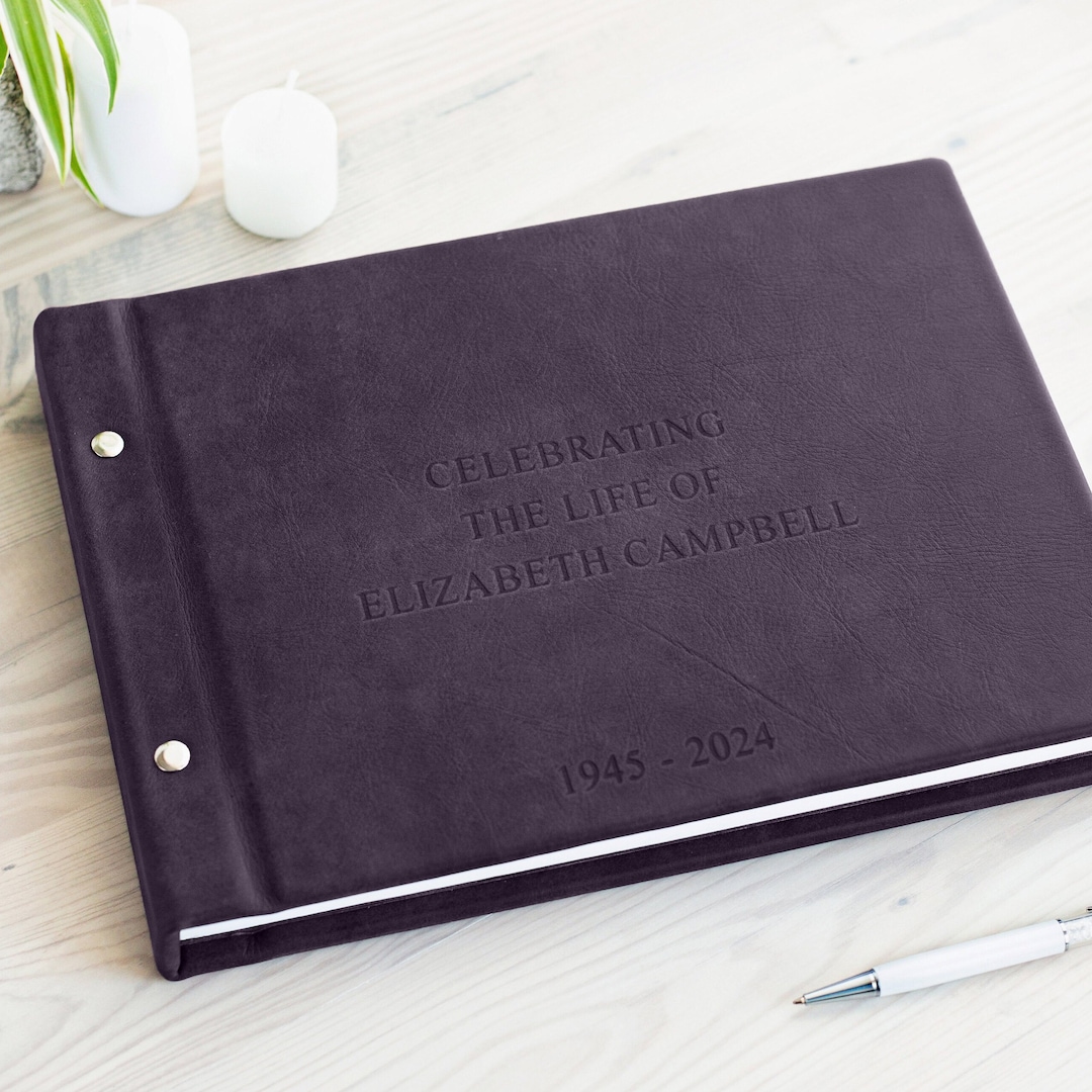 Leather Book of Remembrance | Personalized Memorial Condolence Book ...