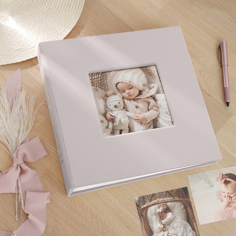 Personalized Baby Photo Album | Velvet Slip-in Book With Photo Window ...