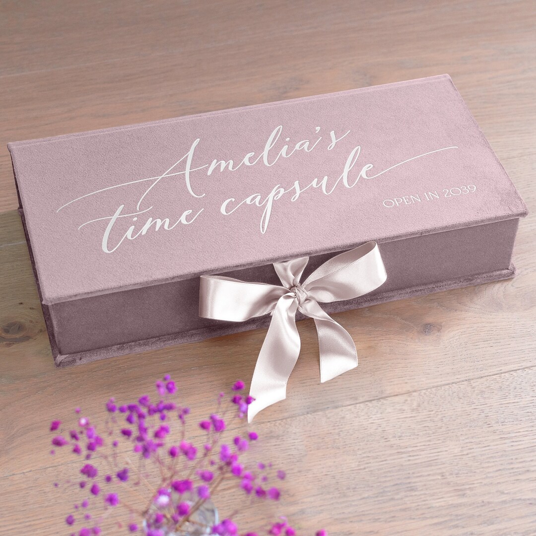 Baby Time Capsule Box, Baby Keepsake Box With Ribbon Closure, Large ...